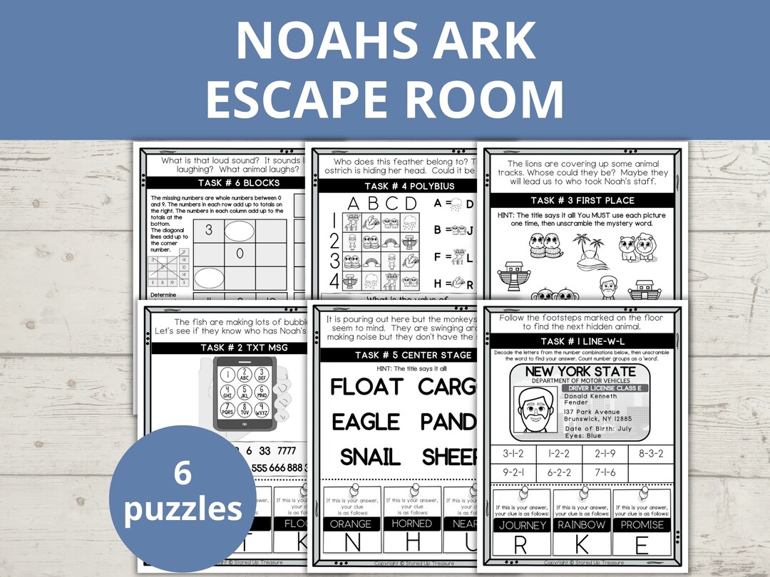 Noahs Ark Activity, Bible Escape Room for Kids, Noahs Ark Escape Room ...