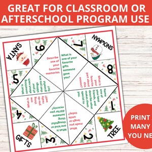 Christmas Gratitude, Christmas Fortune Teller, Cootie Catcher ...