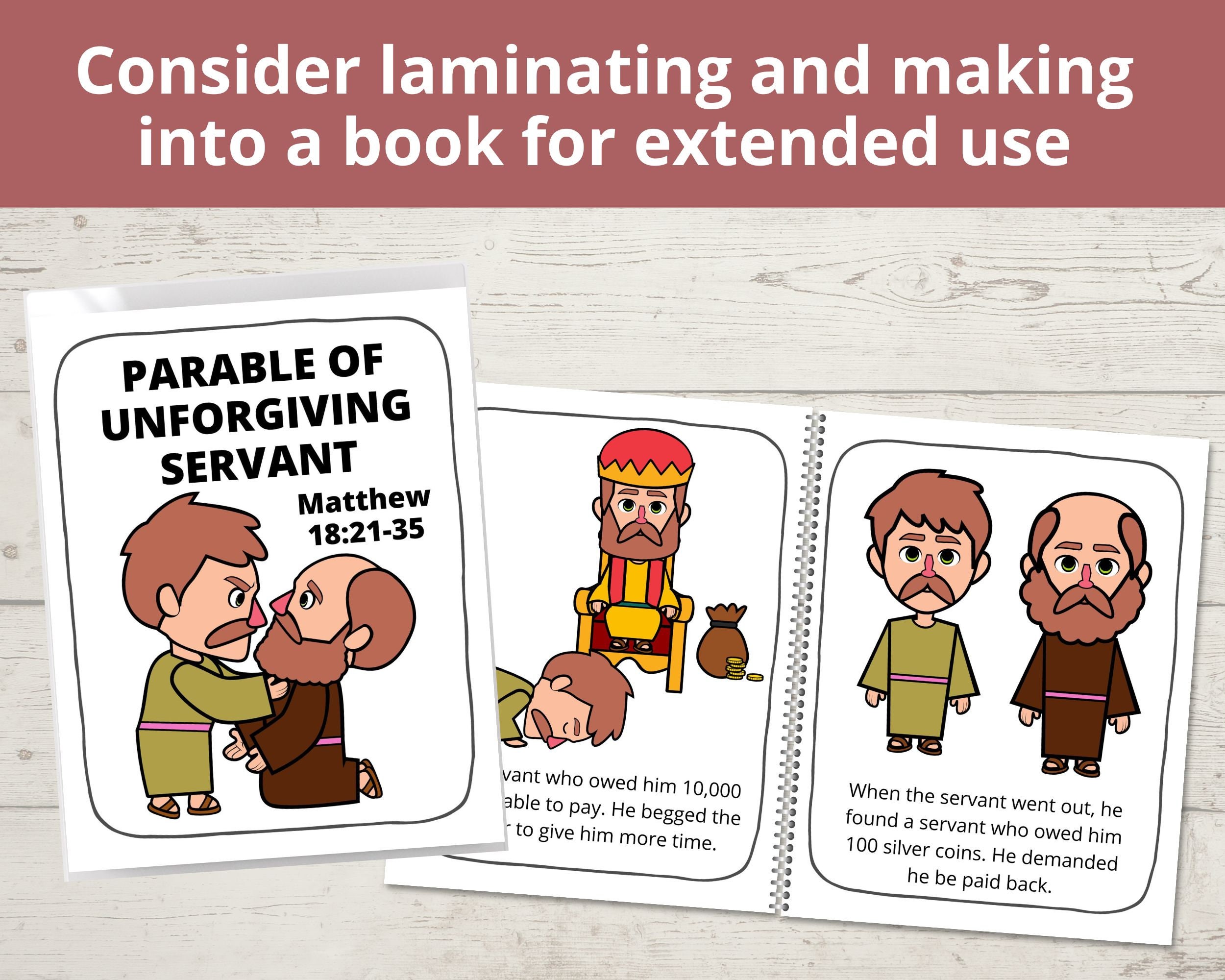 Parable of Unforgiving Servant, Bible Crafts for Kids, Church Bulletin ...