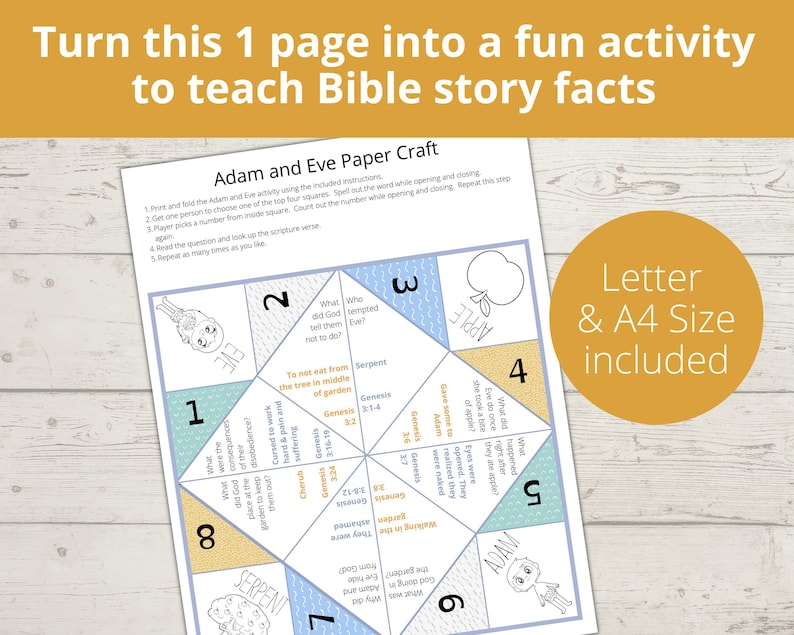 Adam and Eve Bible, Sunday School Crafts, Fortune Teller, Cootie ...