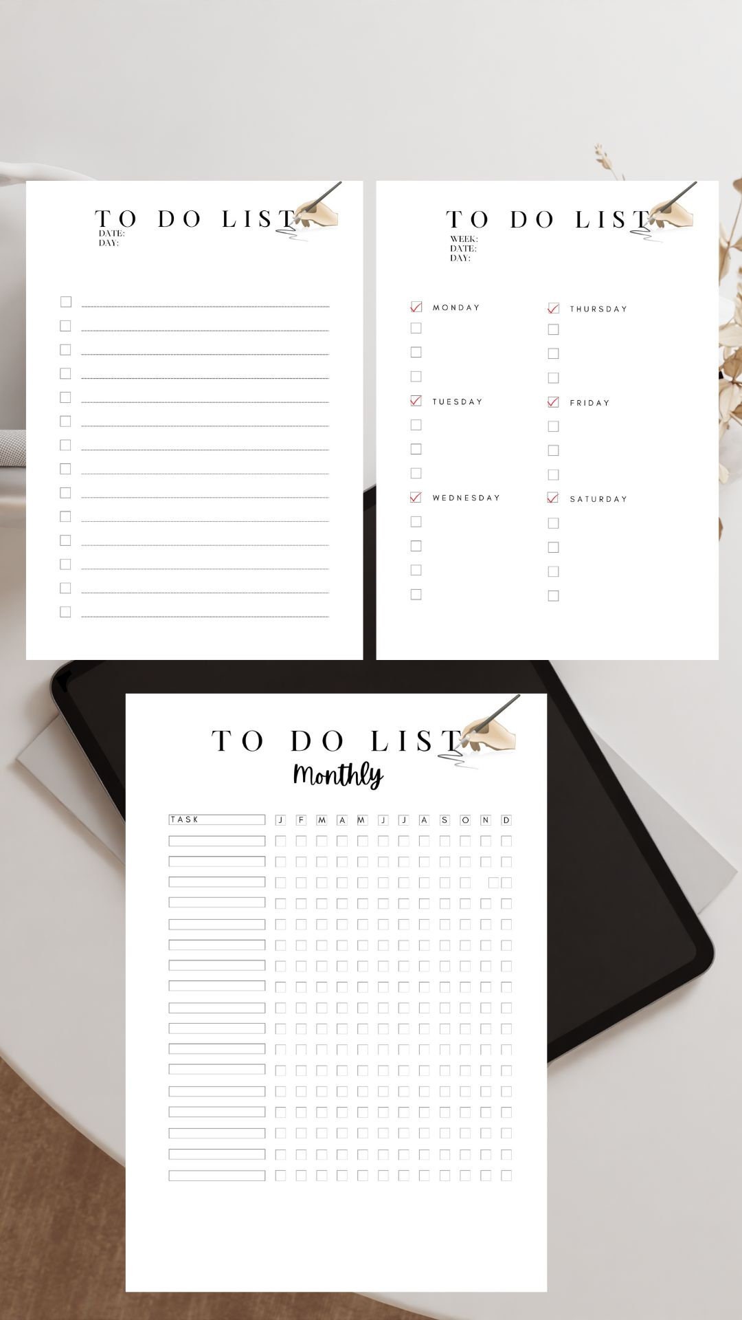 Simple Black & White Printable to Do List A4 A5 Letter Size for Home ...