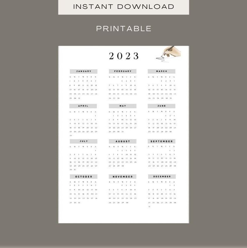 2023 Printable Black White Calendar, 2023 Simple Calendar, 2023 ...