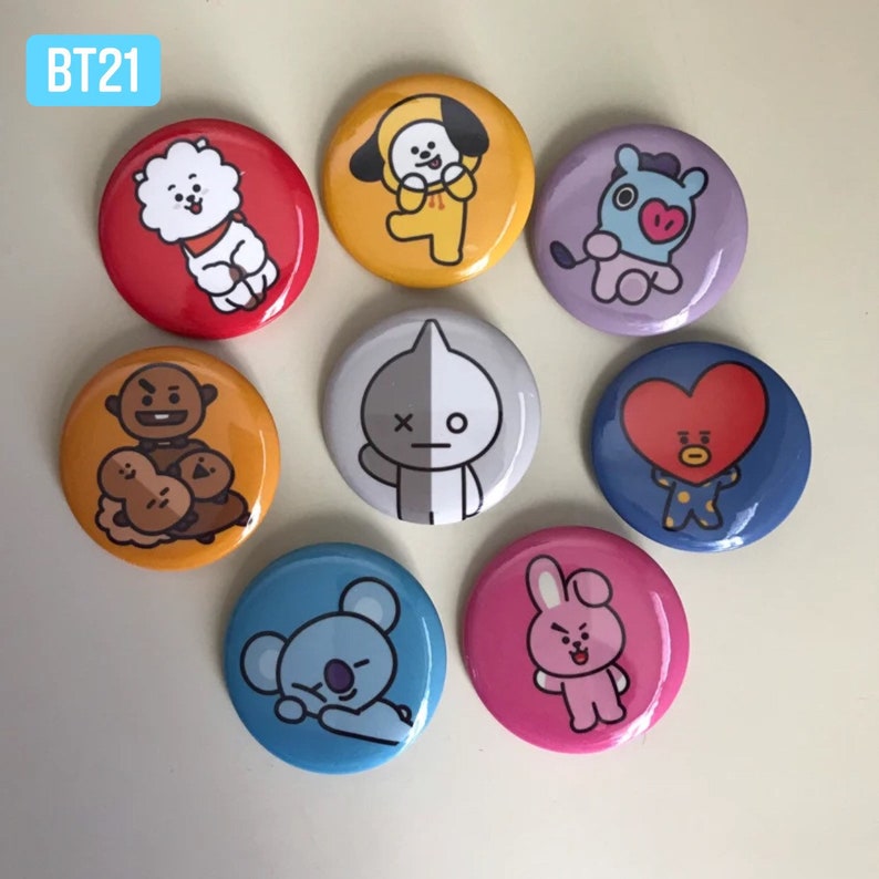 BTS Island, Tiny Tan, BT21 - Badge Reels With Swivel Back - Koya, RJ ...