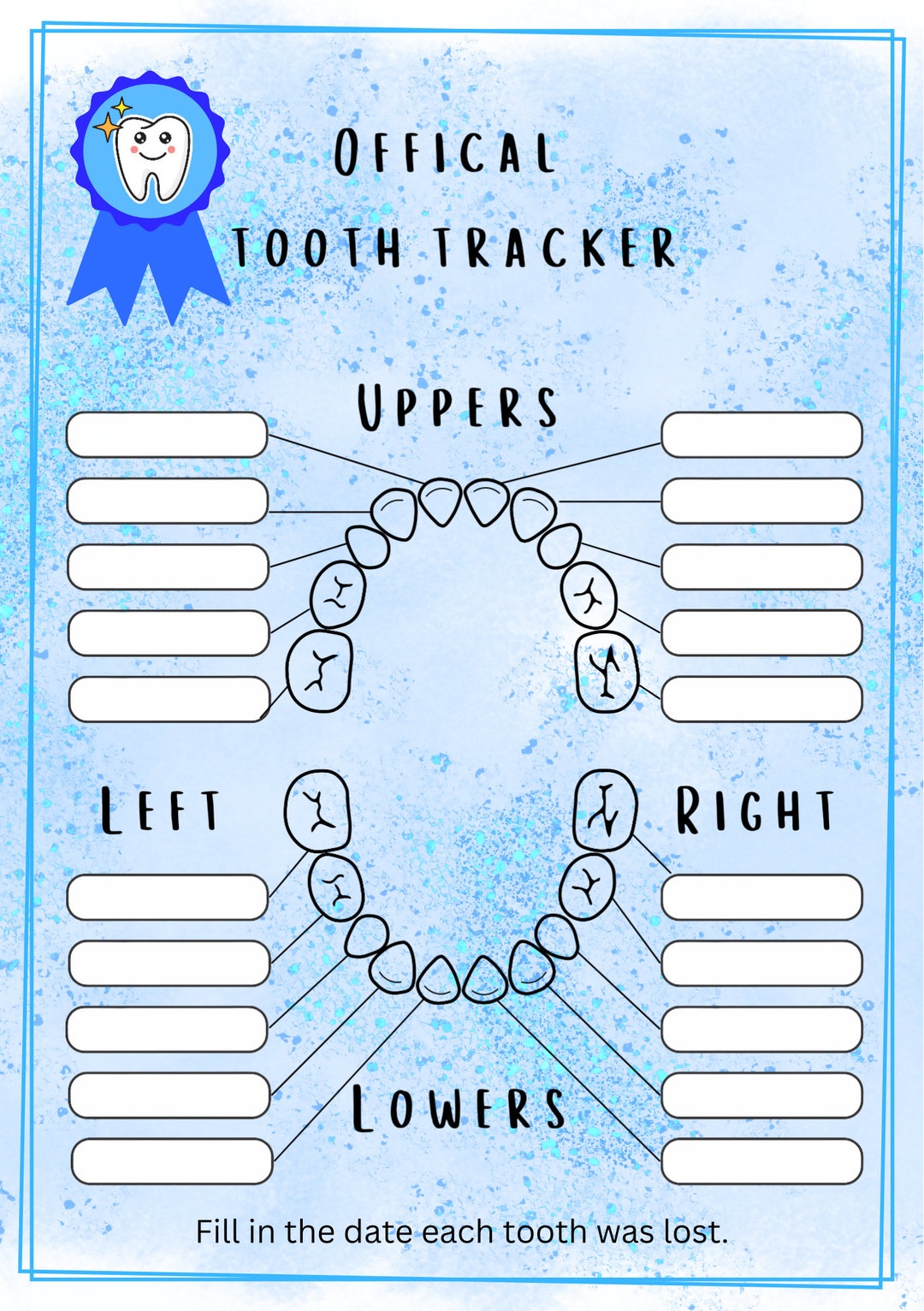 Tooth Loss Tracker Chart Tooth Keepsake Toothfairy Gifts - Etsy