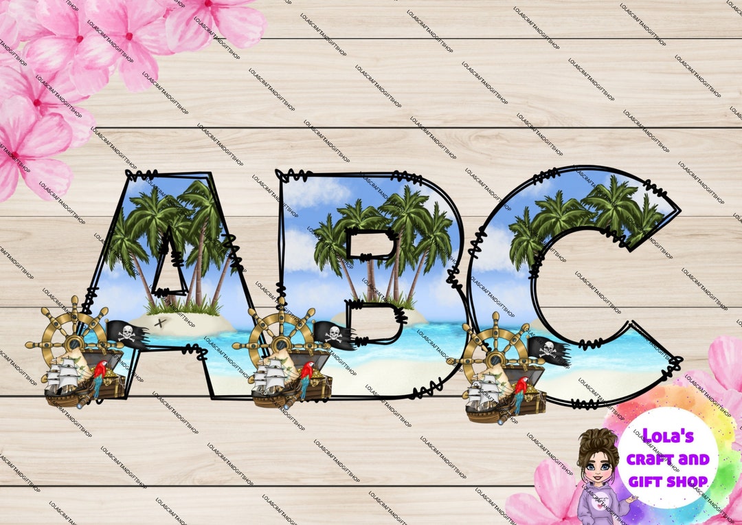 Pirate Themed Doodle Letters, Alphabet Clip Art, Sublimation Clip Art ...