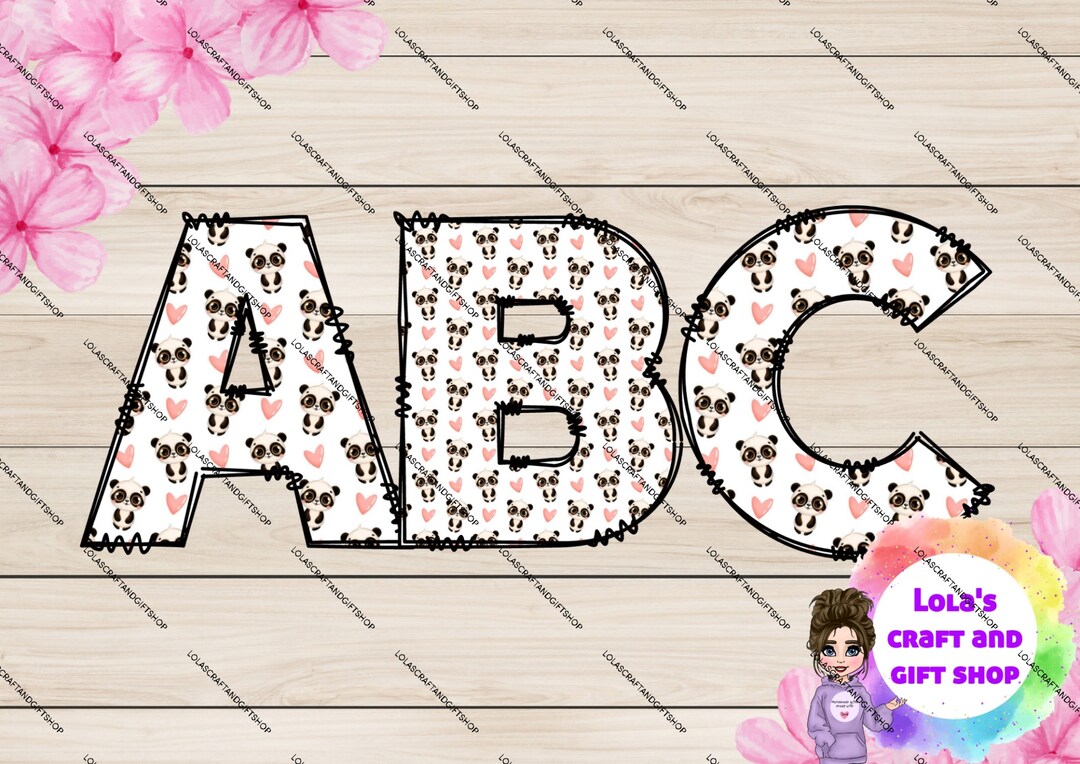 Cute Panda Alphabet Doodle Alphabet Letters, Sublimation Clipart Png ...