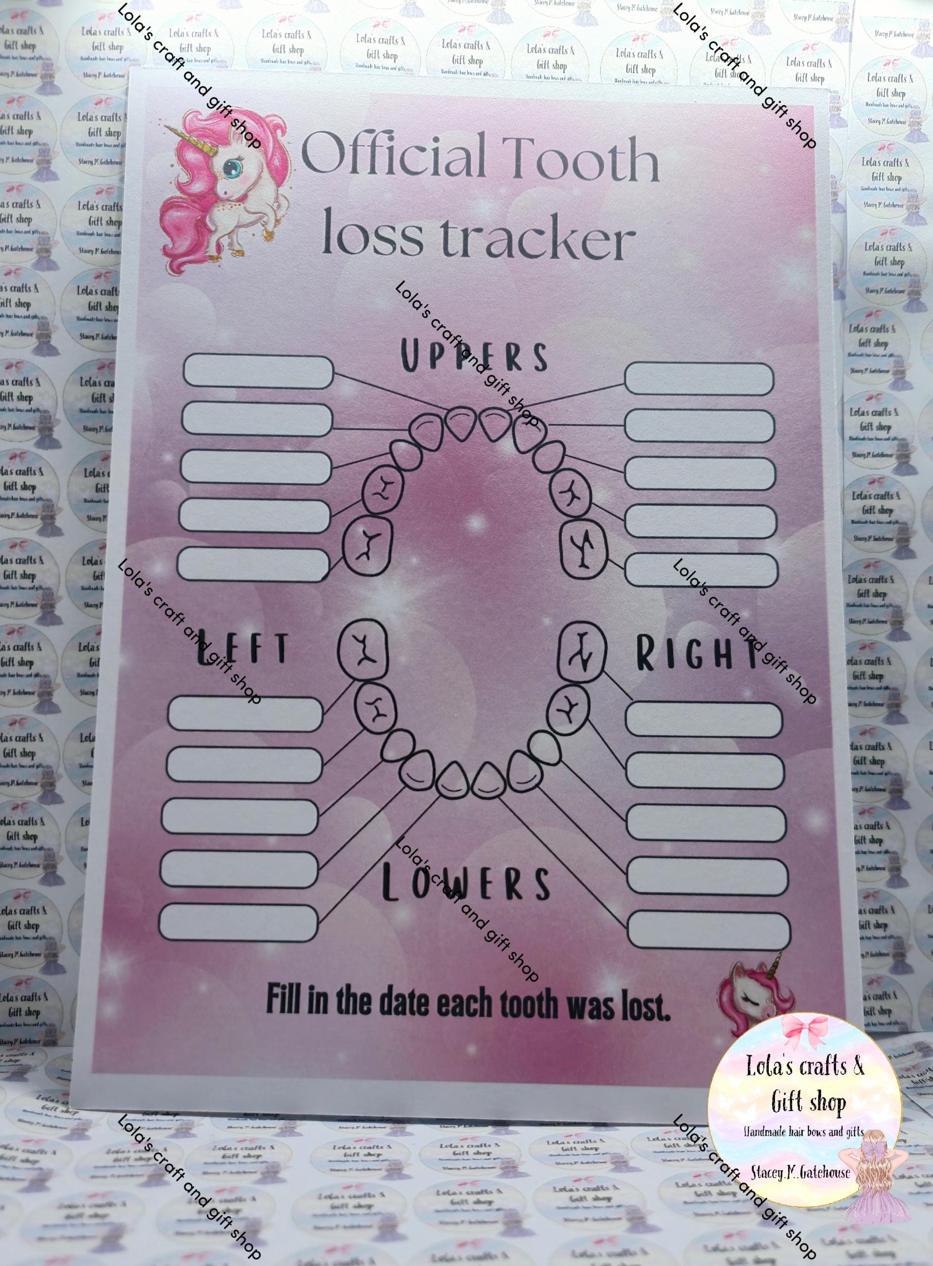 Tooth Loss Tracker Chart | Tooth Keepsake | Toothfairy Gifts - Etsy UK