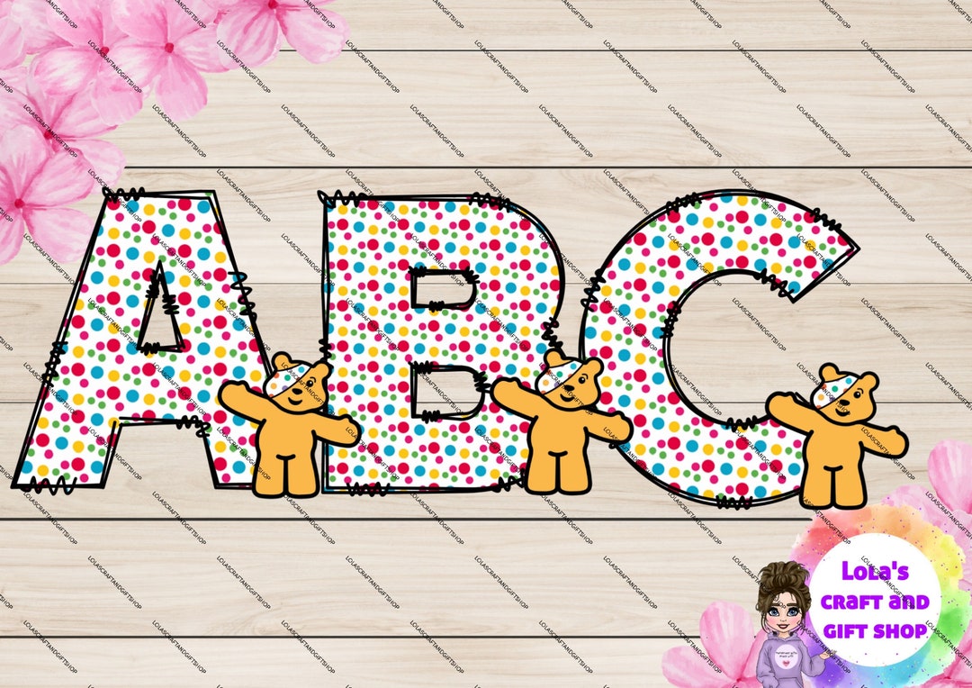 Spotty Bear ABC Doodle Letter Alphabet Clip Art, Sublimation Clip Art ...