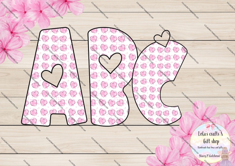 Love Hearts Doodle Alphabet Clip Art (PNG, PDF) - Etsy