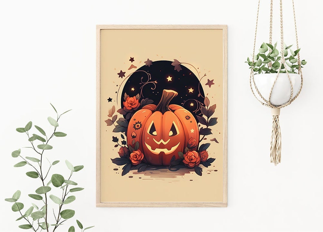 Halloween Art Print, Halloween Poster, Halloween Decor, Plant Lover ...