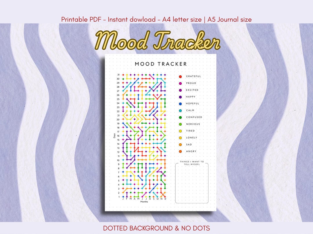 Unique Mood Tracker | Printable PDF | Yearly Coloring Journal | Instant ...