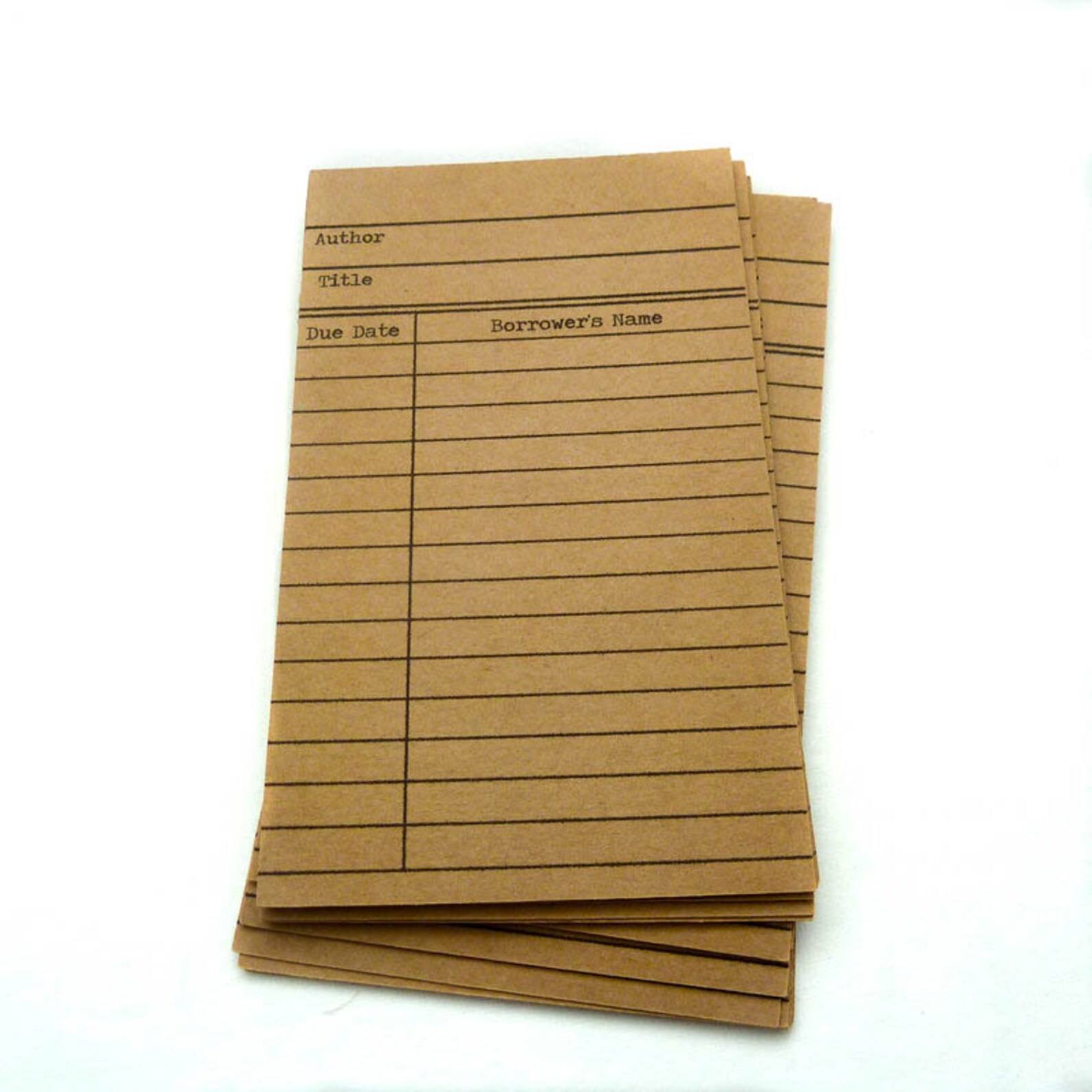Kraft Library Card Embellishments - 12 Library Cards - Due Date Cards ...