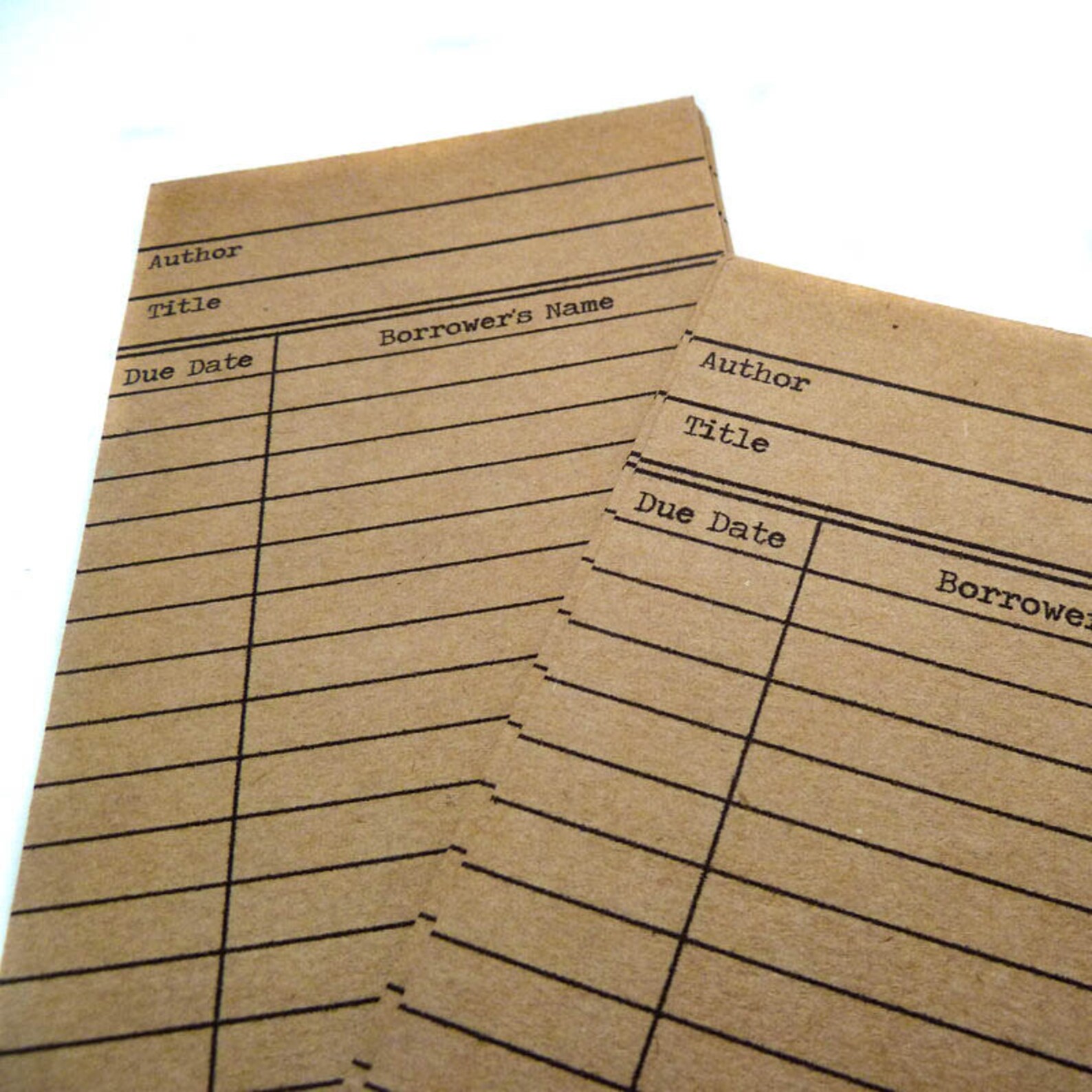 Kraft Library Card Embellishments - 12 Library Cards - Due Date Cards ...