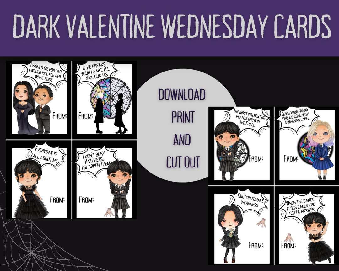 Wednesday Addams Valentines Day Card Gothic Romance Cards Ready to ...