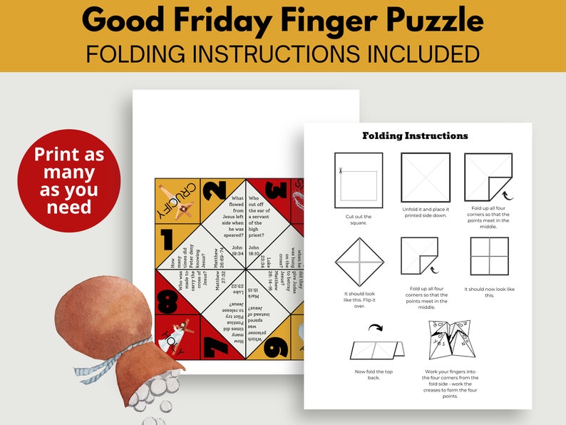 Good Friday Finger Puzzle, Printable Kids Bible Sunday School Scripture ...