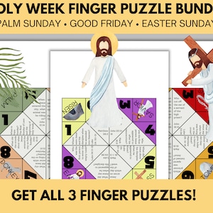 Holy Week Finger Puzzle Bundle Printable Kids Bible Sunday School ...
