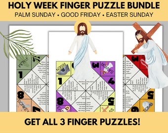 Palm Sunday Finger Puzzle, Printable Kids Bible Sunday School Scripture ...