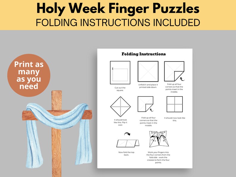 Holy Week Finger Puzzle Bundle Printable Kids Bible Sunday School ...