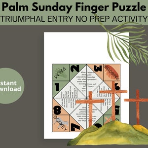 Palm Sunday Finger Puzzle, Printable Kids Bible Sunday School Scripture ...