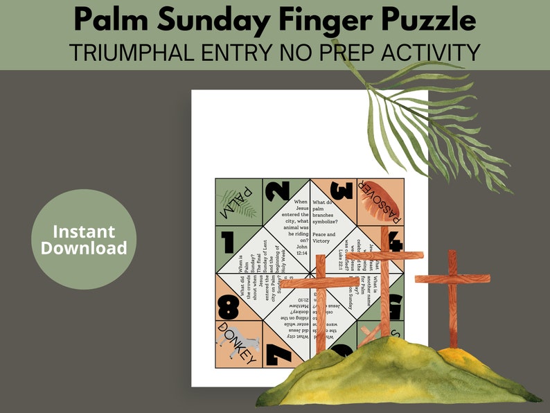 Palm Sunday Finger Puzzle, Printable Kids Bible Sunday School Scripture ...
