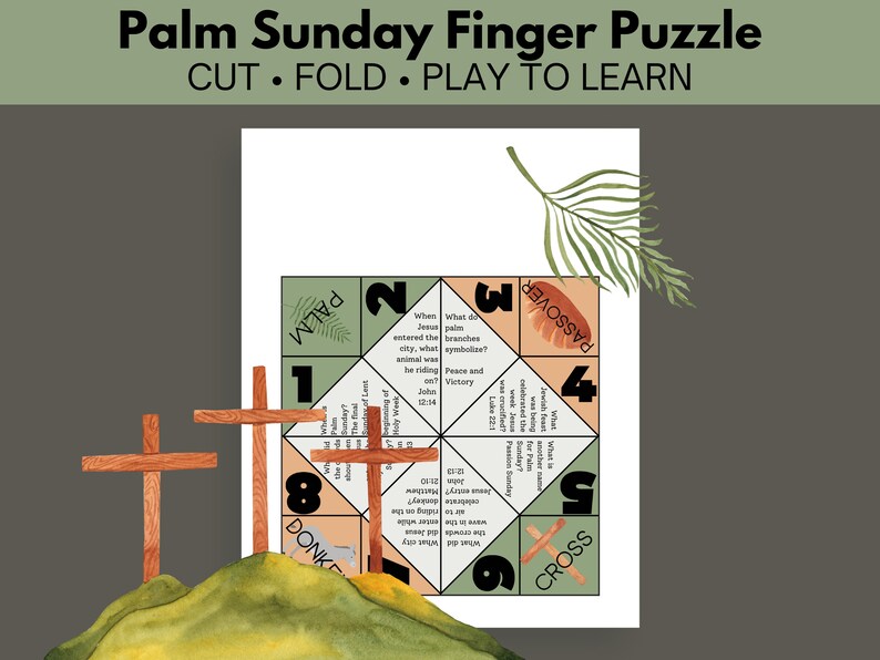 Palm Sunday Finger Puzzle, Printable Kids Bible Sunday School Scripture ...