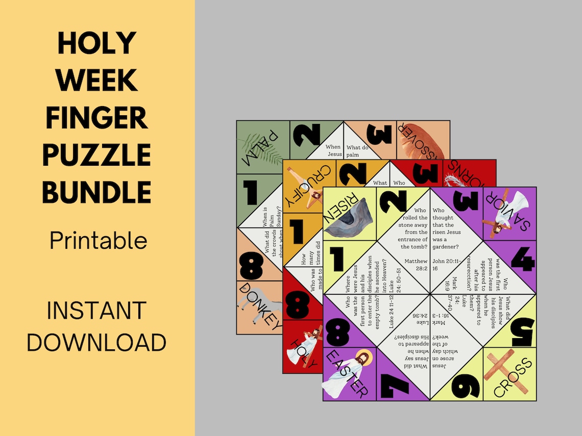 Holy Week Finger Puzzle Bundle Printable Kids Bible Sunday School ...