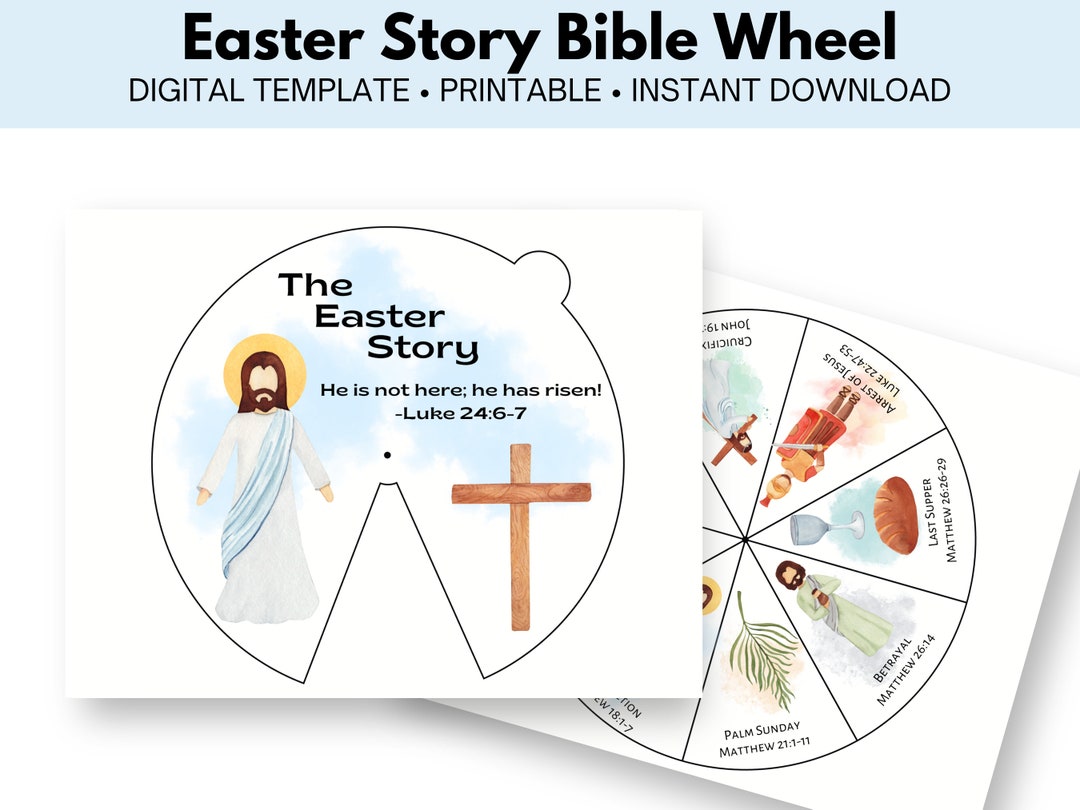 Easter Story Spinning Wheel Printable, Bible Scripture Verses, Sunday ...