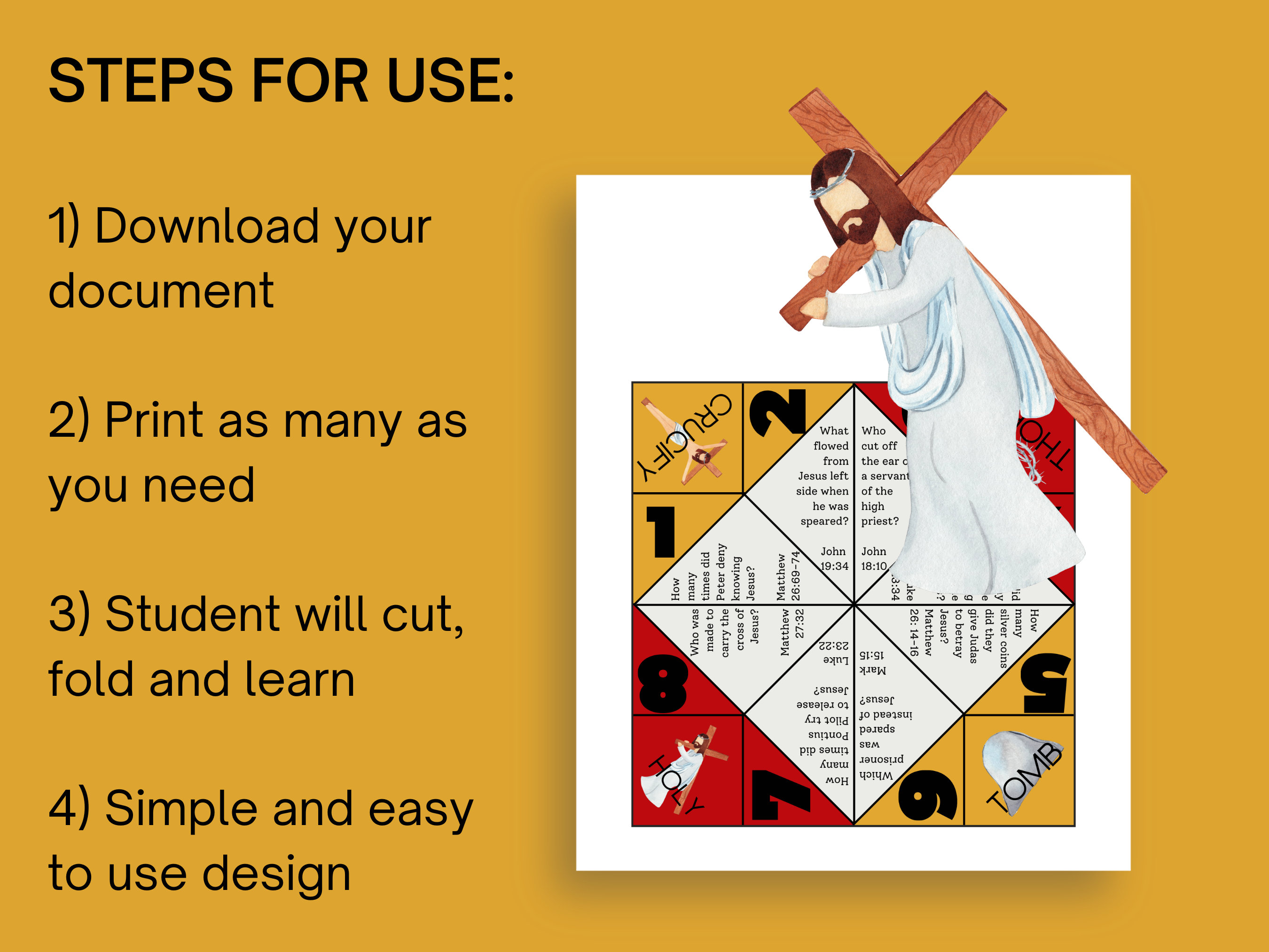Good Friday Finger Puzzle, Printable Kids Bible Sunday School Scripture ...