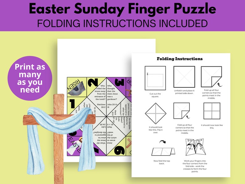 Easter Sunday Finger Puzzle, Printable Kids Bible Sunday School ...