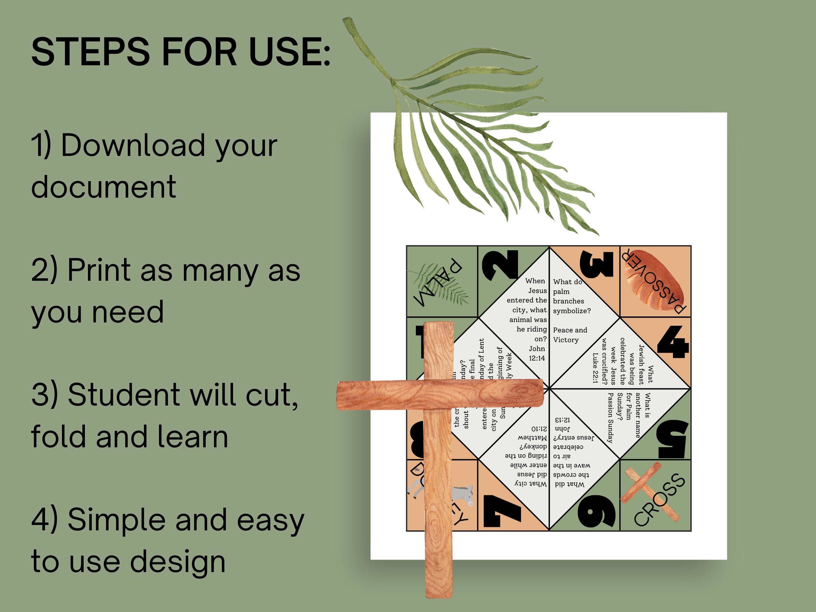Palm Sunday Finger Puzzle, Printable Kids Bible Sunday School Scripture ...