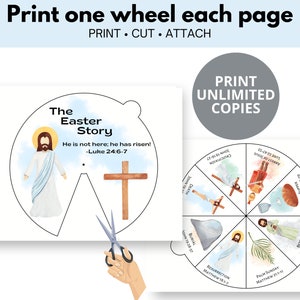 Easter Story Spinning Wheel Printable, Bible Scripture Verses, Sunday ...