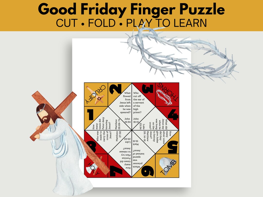 Good Friday Finger Puzzle, Printable Kids Bible Sunday School Scripture ...