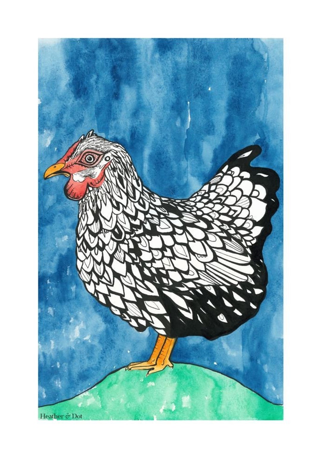 Dotte the Hen Print - Etsy