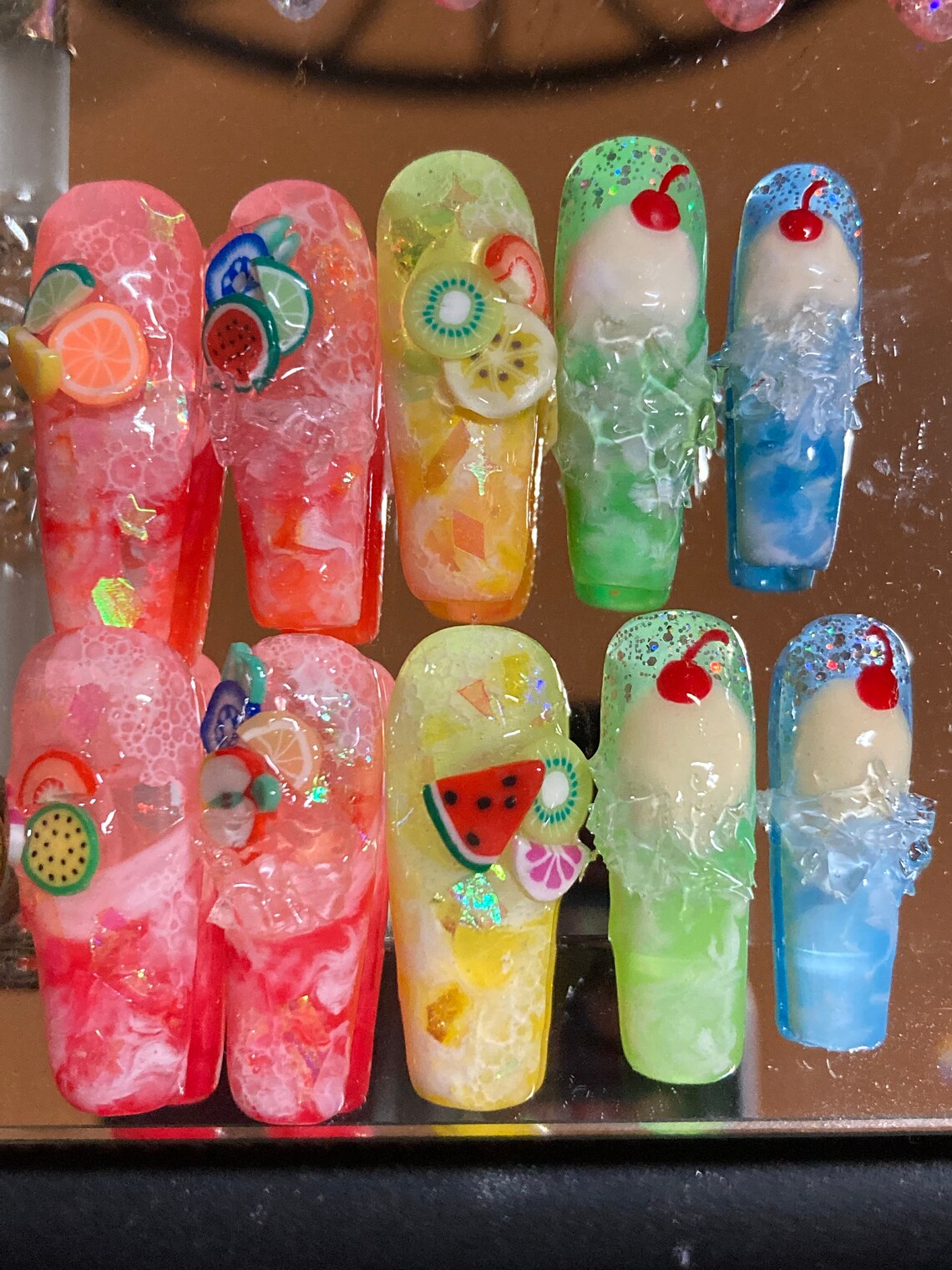 3D Cream Soda Nails Novelty Crystal Ice Effect Kawaii Rainbow - Etsy