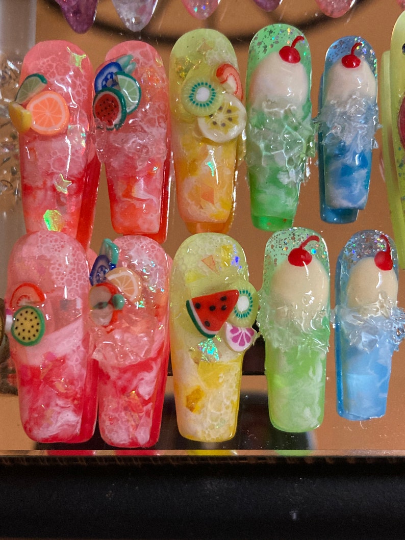 3D Cream Soda Nails Novelty Crystal Ice - Etsy