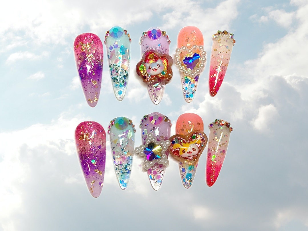 3D Glitter Puffy Capsule Sticker Charm Press on Nail - Etsy