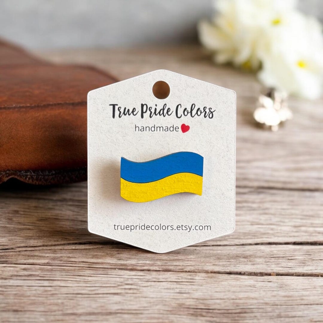 Ukraine Flag Wood Brooch Pin, Ukraine Flag Pin, Country Pins, Wood Pin ...