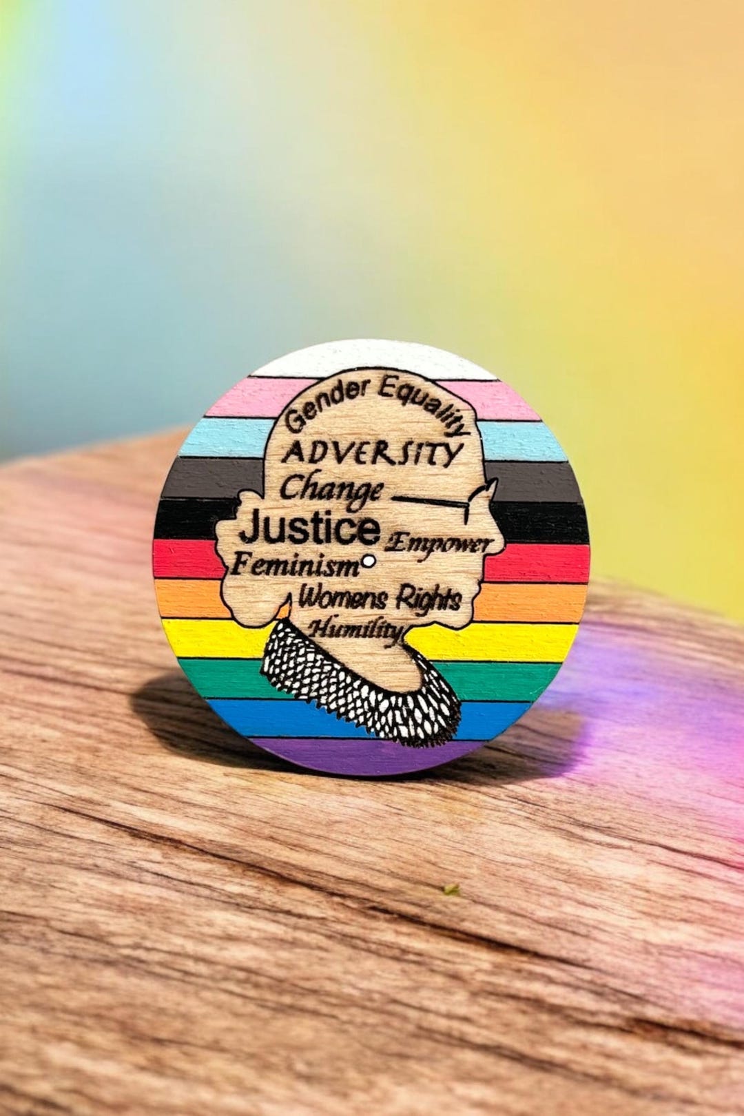 RBG Progress Pride Pin, Ruth Bader Ginsburg, Handmade Progressive Flag ...