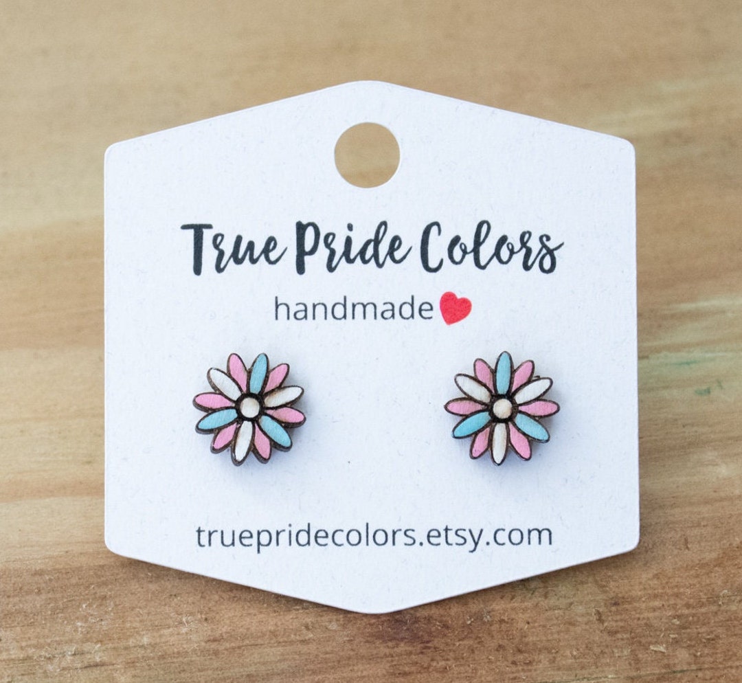 Trans Pride Daisy Stud Earrings, Trans Flag Earrings, Trans Pride ...