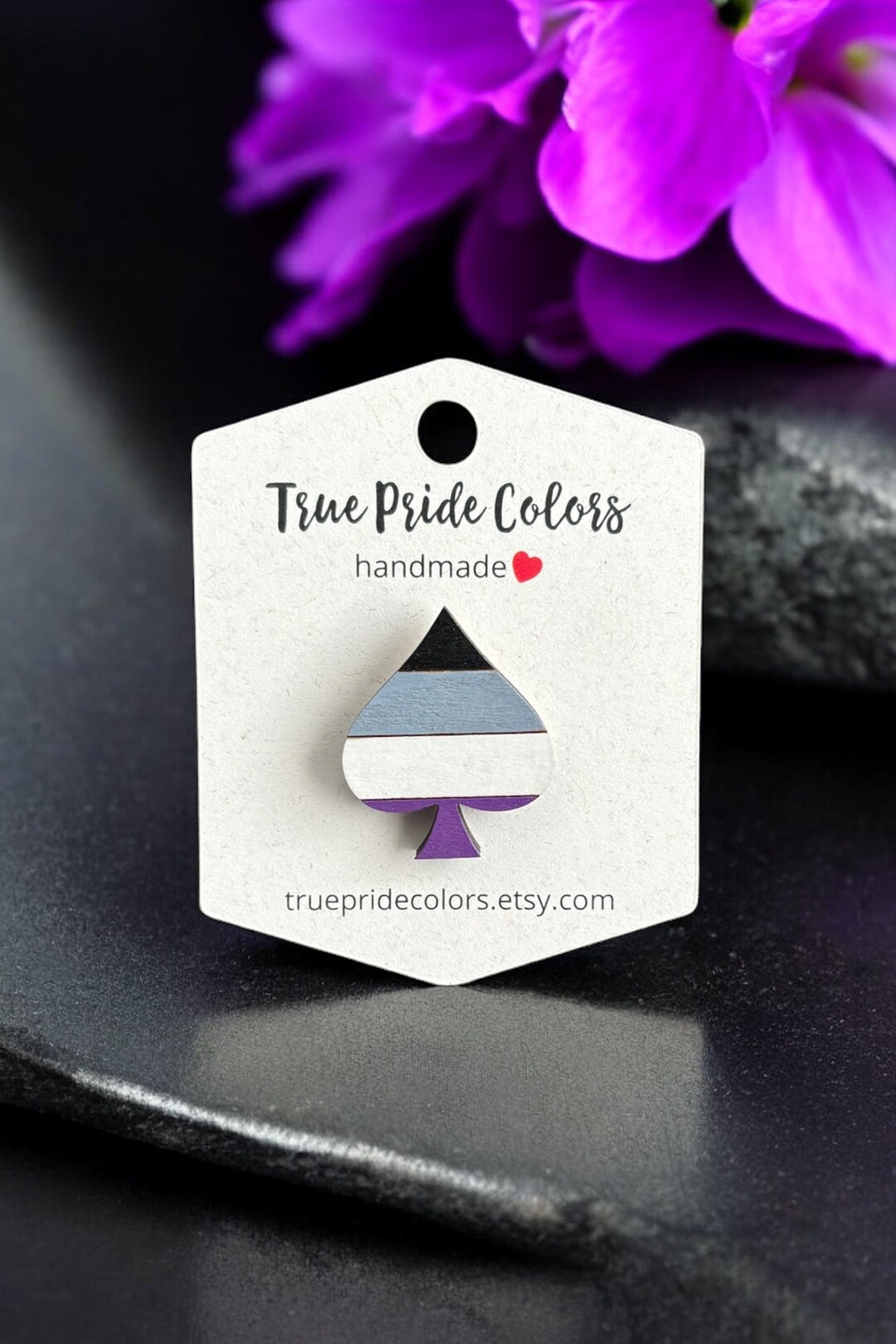 Ace of Spades Wood Pin, Handmade Wooden Ace Flag Pin, Ace Pride ...