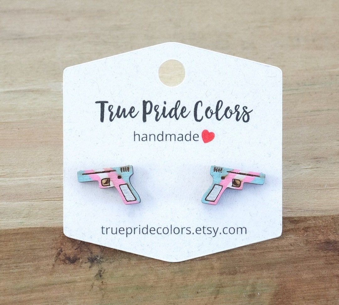Trans Pride Flag Wood Gun Stud Earrings Inclusive Pride - Etsy