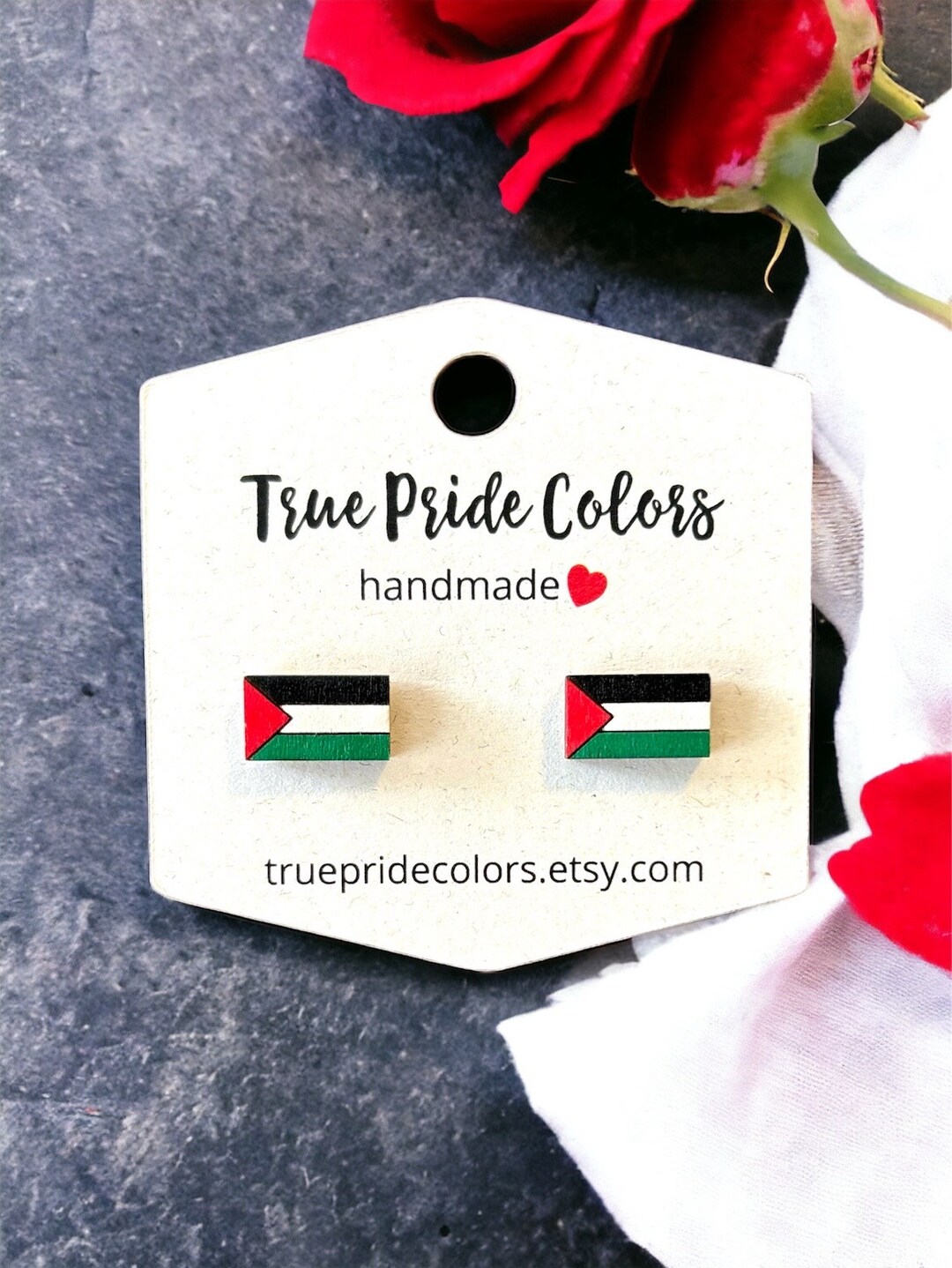 Palestine Flag Wood Stud Earrings, Flag of Palestine, Flag Earrings ...