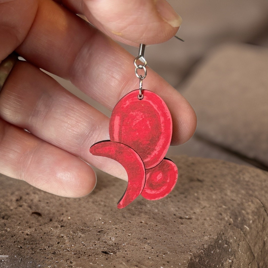 Sickle Cell Wood Earrings, Healthcare Earrings, Sickle Cell Awareness ...
