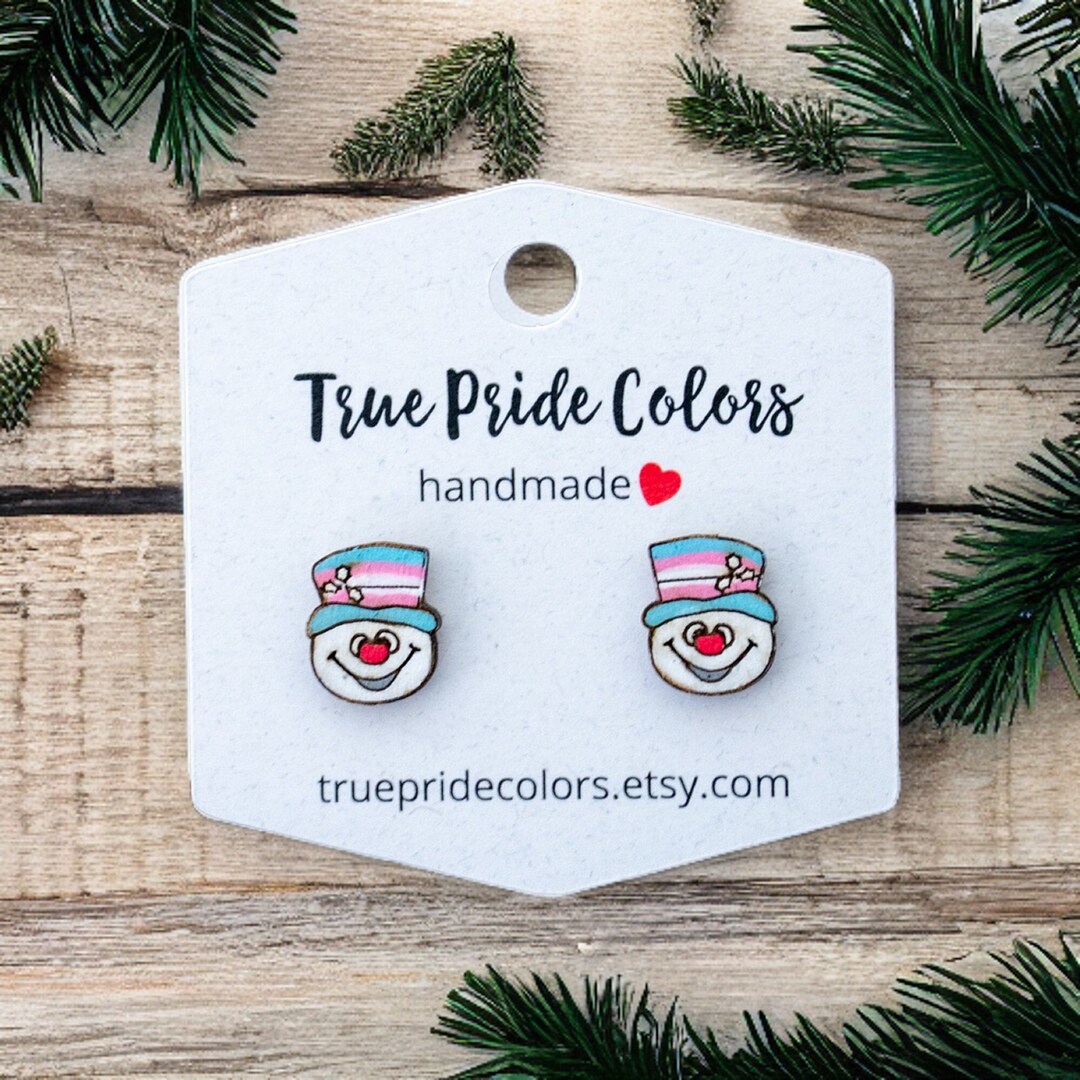 Trans Pride Frosty Face Wood Stud Earrings, LGBTQ Earrings Studs ...