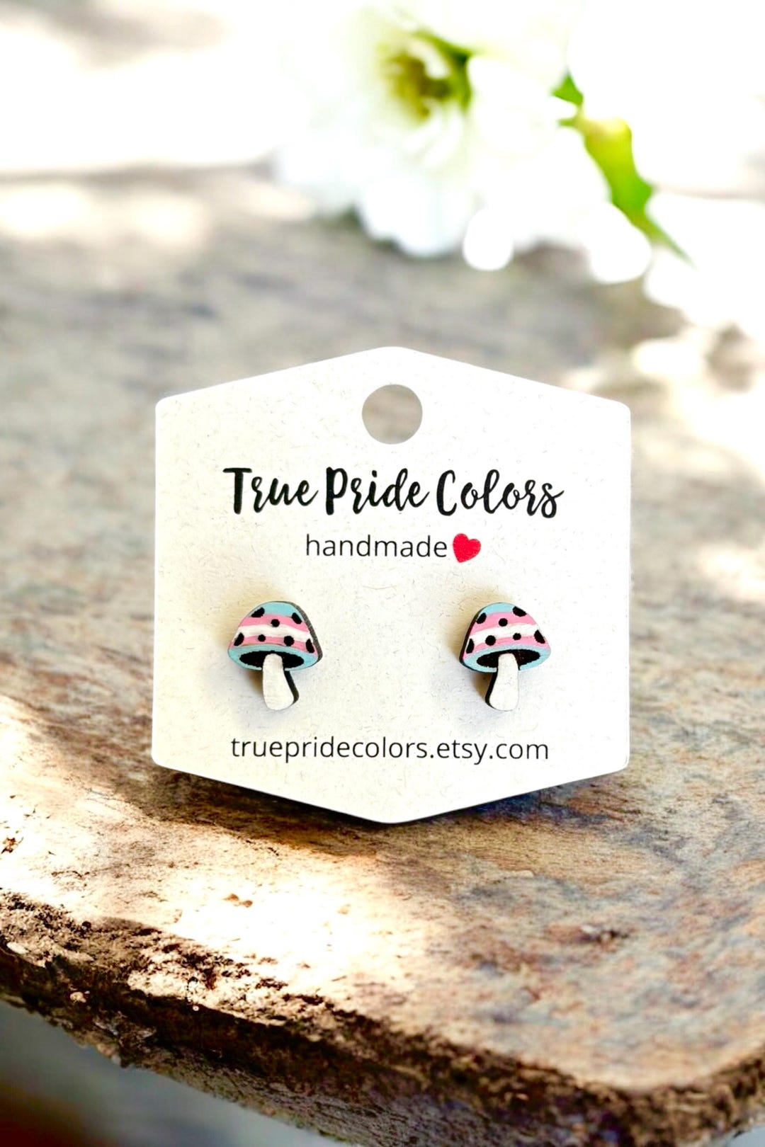 LGBTQ Trans Pride Mushroom Stud Earrings, Mushroom Jewelry, Trans Pride ...