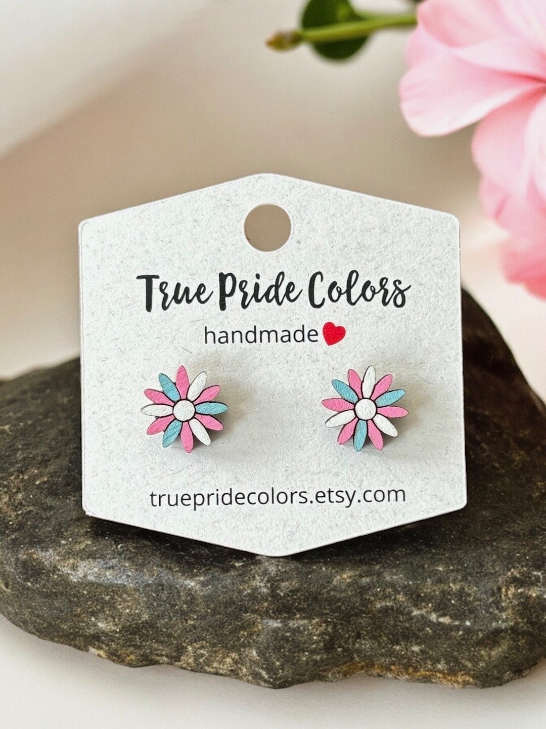 Trans Pride Daisy Stud Earrings, Trans Flag Earrings, Trans Pride ...