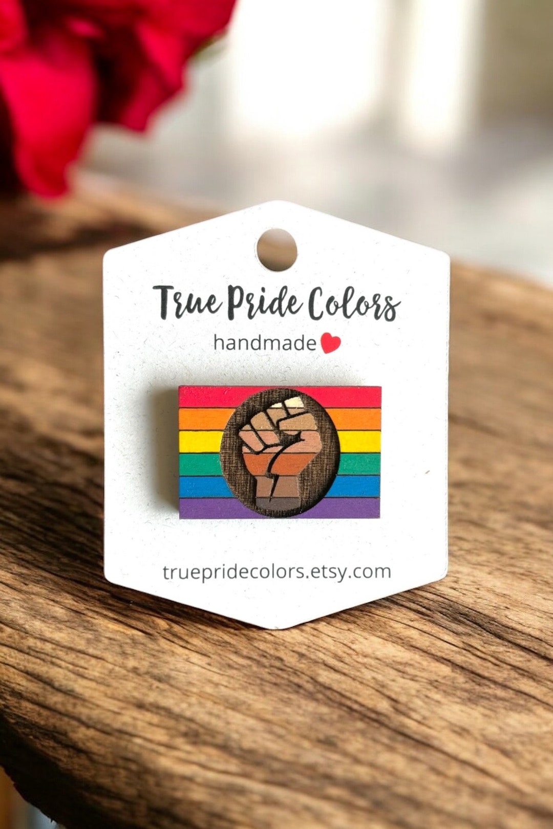 Rainbow Pride BLM Fist Wood Pin, LGBTQ Power Fist, POC Inclusive ...
