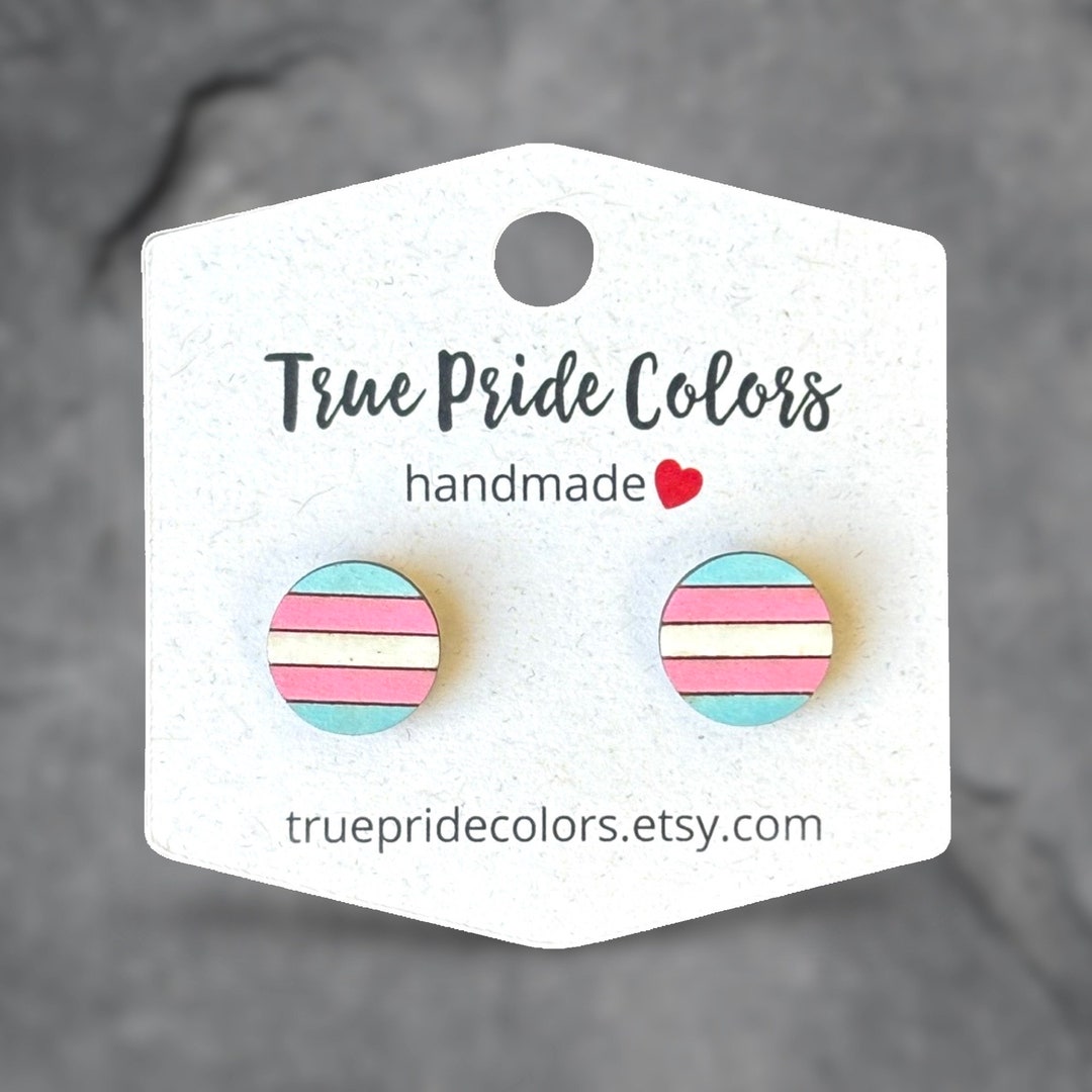 Trans Pride Flag Circle Stud Earrings, Trans Pride Jewelry, Trans Pride ...
