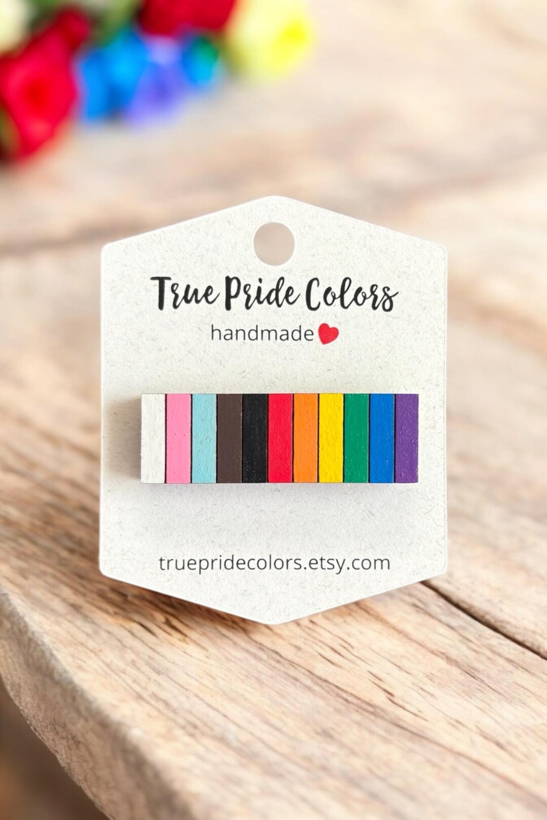 Progress Pride Flag Wood Bar Pin, Minimalist Pride Accessory, Progress ...