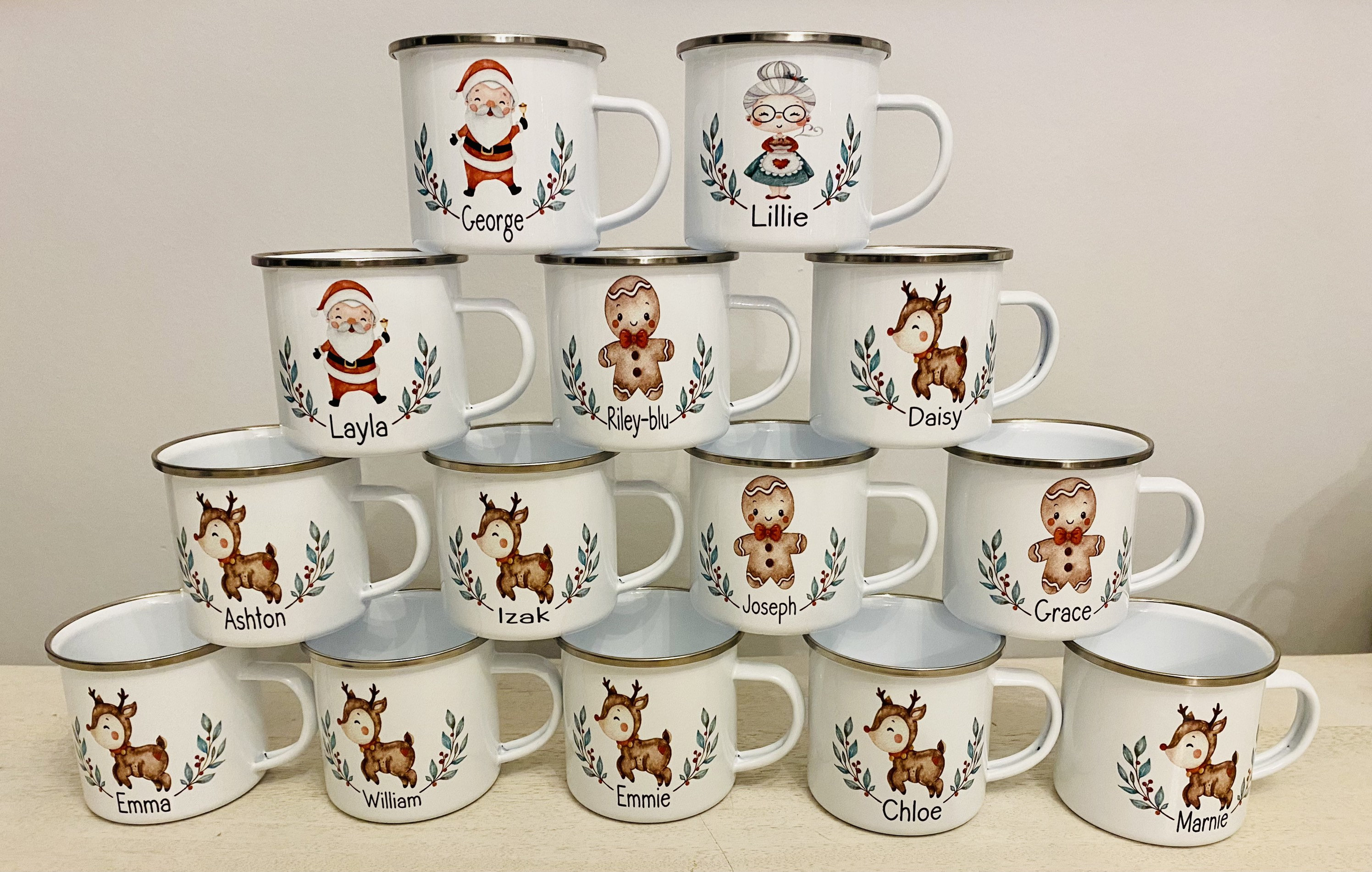 Personalised Kids Enamel Christmas Mug. Santa Claus. Mrs - Etsy UK